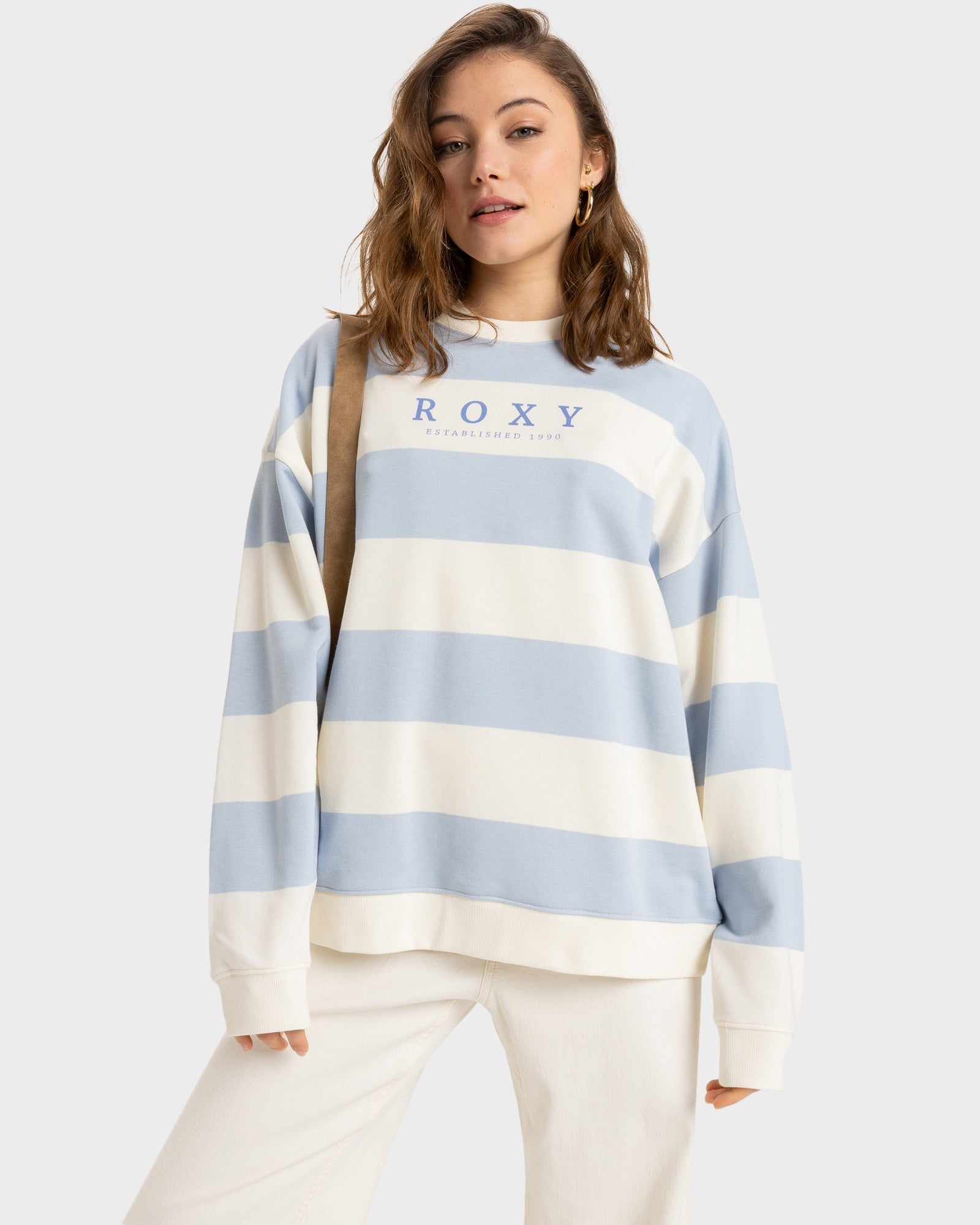 Buy Womens Strictly Stripes Oversizedd Crew Neck by Roxy | Amazon Surf NZ