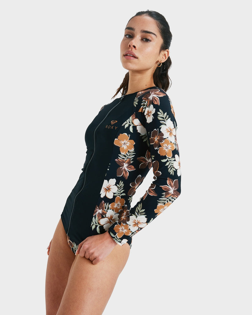 Buy Womens Full Zipped Mix Long Sleeve Rash Vest by Roxy | Amazon Surf NZ